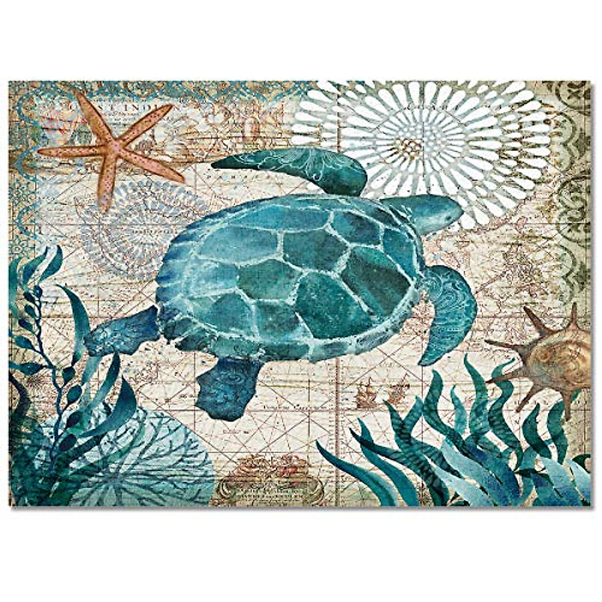 ARTSHOWING Sea Turtle Area Rug, 2' x 3' Large Indoor and Outdoor Area Rugs with No-Slip Backing, Easy to Clean, Perfect for Living Room, Patio, Picnic, Decking Ocean Animal Beach Landscape Sea Theme
