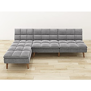 Gold Sparrow Bovey Convertible Sofa Bed Sectional, Fog