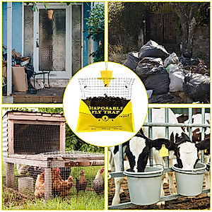 Glovv Fly Traps Outdoor Hanging, 8 Natural Pre-Baited Fly Hunter Stable Horse Ranch Fly Trap, Mosquito Fly Bags Outdoor Disposable Catchers Killer Repellent for Barn Farm Patio & Camping