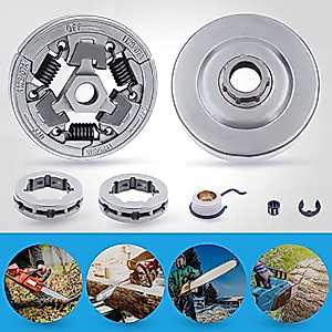 Adefol Chainsaw Clutch Drum Sprocket For Stihl MS361 MS440 MS461 MS460 044 046 Replacement Parts with Worm Gear E-Clip Needle Bearing 3/8" Rim Sprocket for 1128 007 1000