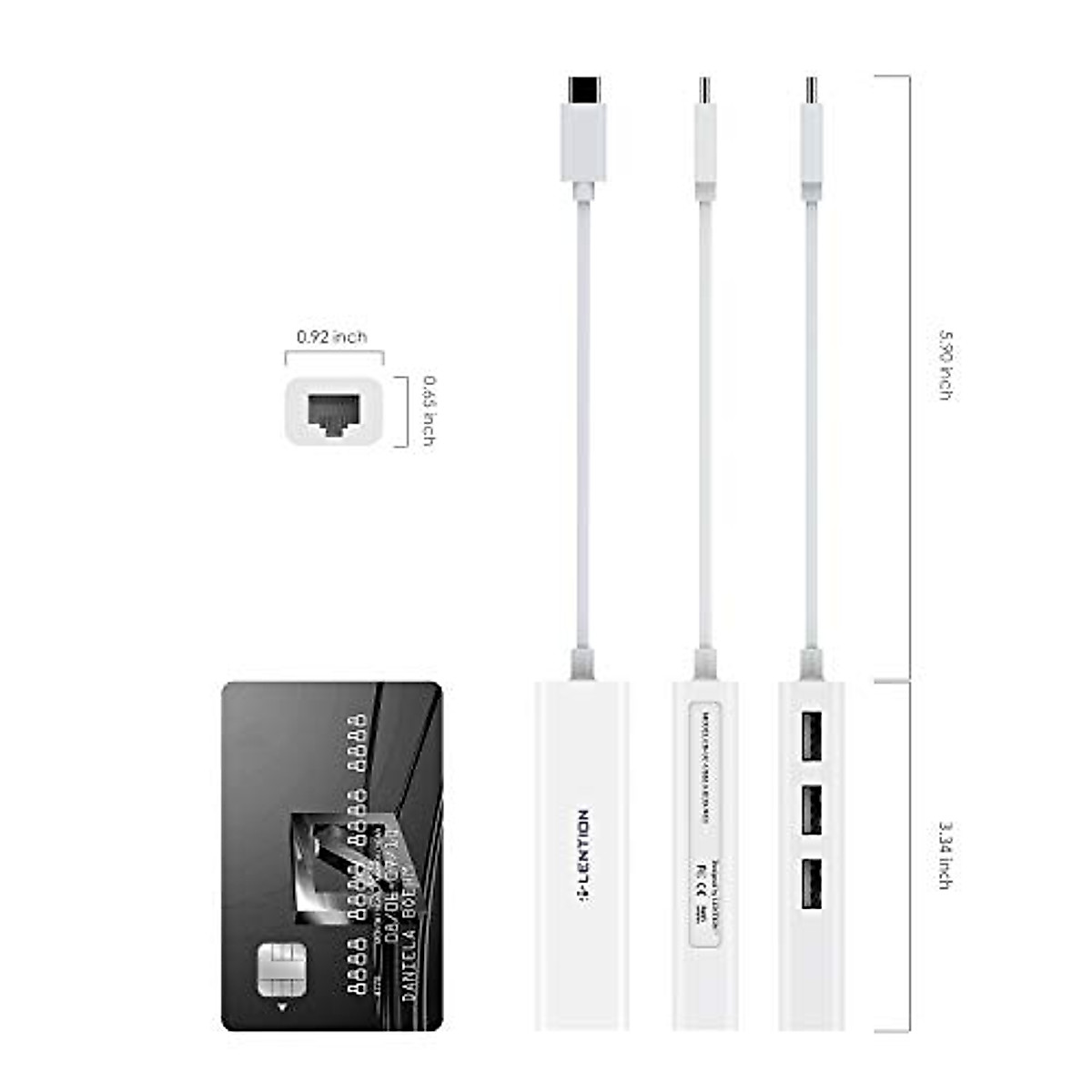 LENTION USB C to 3 USB 2.0 Ports Hub with RJ45 Ethernet LAN Adapter Compatible 2020-2016 MacBook Pro 13/15/16, New Mac Air, MacBook 12, Surface Pro 7/Book 2/Go, Chromebook, More (CB-UC2.0, White)