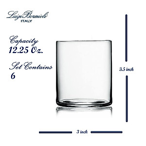 Luigi Bormioli Top Class 12.25 Oz Thin DOF Glass, Set Of 6 Water Drinking Glasses, Son.hyx High Tech Blown Crystal Glass, For Whisky, Cocktail, Ice Tea, Water, Juice, Dishwasher Safe, Made In Italy