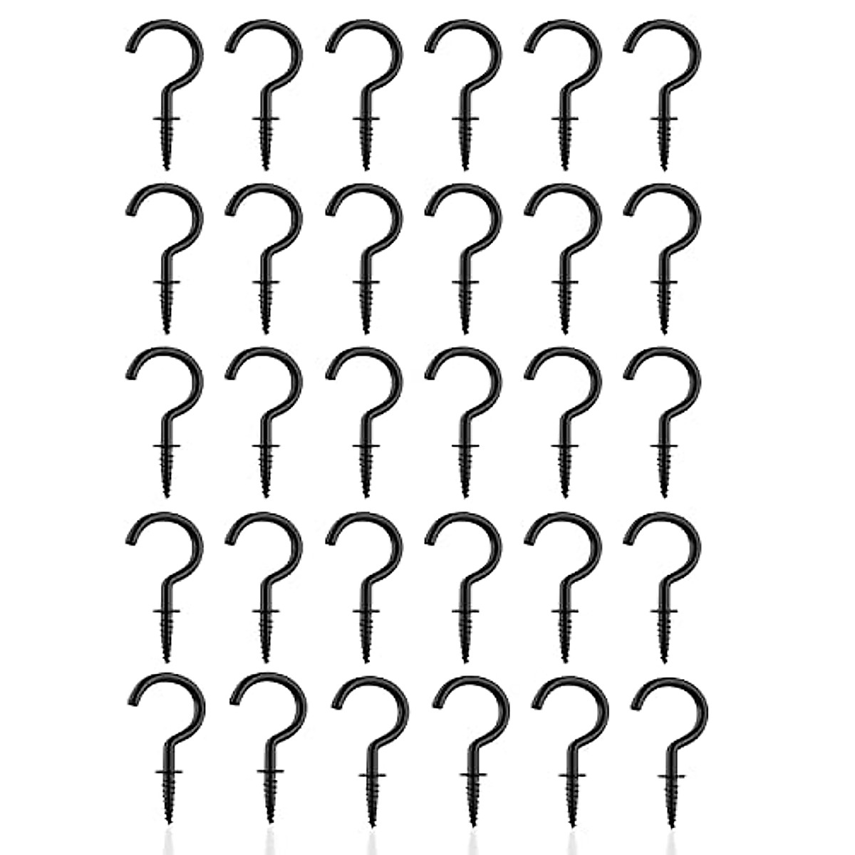 30 Pcs 3 inch Ceiling Hooks, Nickel Plated Metal Screw-in Cup Hooks, Black