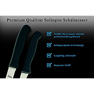 SMI – Paring Knife Set Peeling Knife for Fruits and Vegetable Straight & Curved Stainless Steel Solingen Knife Made in Germany