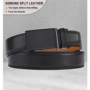 BULLIANT Men's Belt,Brand Ratchet Belt Of Genuine Leather For Gift Men Dress,Size Customized(Black,36"-42" Waist Adjustable)