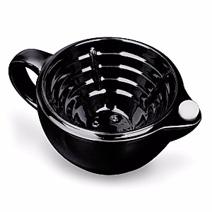 QSHAVE Shaving Scuttle Mug - Keep Lather Always Warm Large Deep Size Bowl Handmade Pottery Cup (Black)