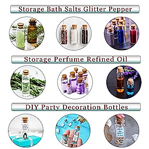 JFWOD 20ml Small Mini Glass Bottles Jars with Cork Stoppers for DIY Perfume Jar Necklace Wedding Birthday Party Favors Spell Jars Wish Bottles Mini Jars 50pcs Eye Screws and 10 Meters Twine