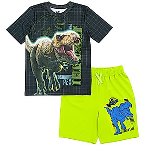 Jurassic World Jurassic Park T-Rex Toddler Boys T-Shirt and Shorts Outfit Set Black/Green 3T