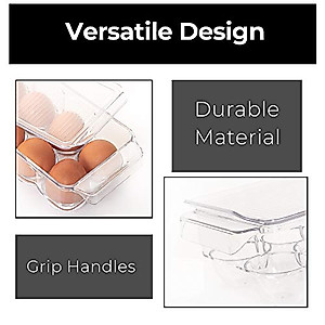 Smart Design Stackable Egg Holder for Refrigerator – Set of 4, Holds 32 Eggs Total, 15 x 4 in. – Egg Holder with Handle and Lid for Easy Fridge Organization and Storage – Made with BPA-Free Plastic