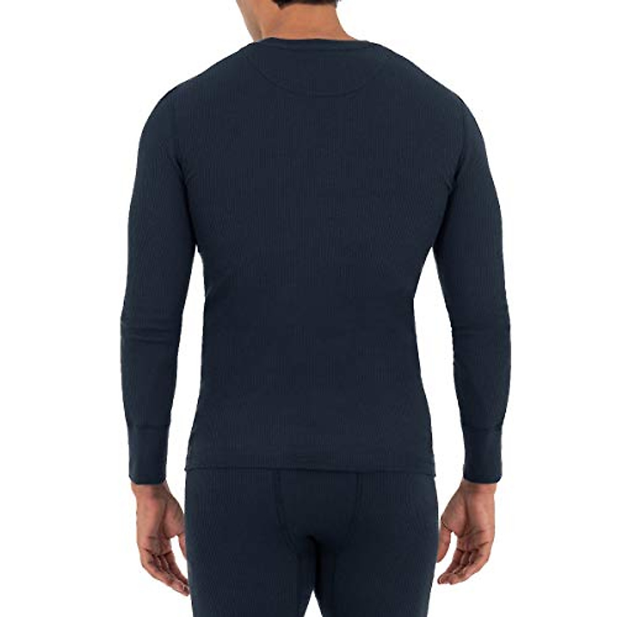 Fruit of the Loom Men's Recycled Waffle Thermal Underwear Crew Top (1 and 2 Packs), Black/Navy, Large