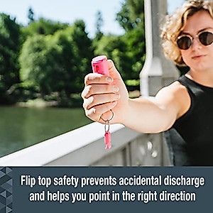 SABRE 2-in-1 Pepper Gel with Detachable Safety Whistle Keychain, 25 Bursts, Can Be Heard Up To 750 Feet (229 Meters), UV Marking Dye, Ergonomic Finger Grip, Fast Flip Top Safety