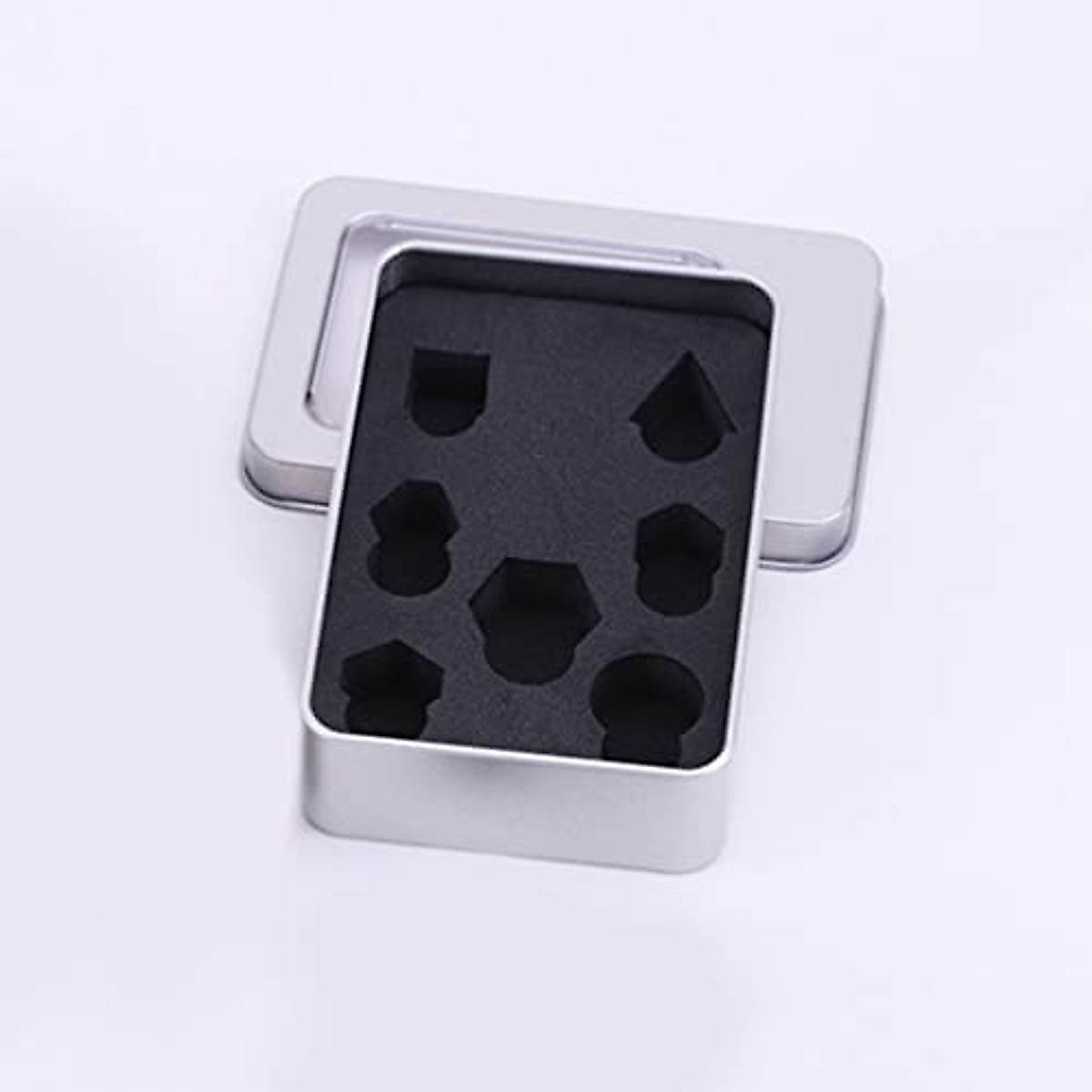 Zerodeko 4pcs Silver Metal Tin Box Lids Metal Dice Case Dice Storage with Foam for Dice Small Tins for Home Storage Outdoor Active Storage Containers Silver