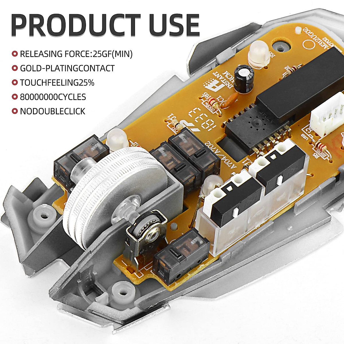 RUNJRX YIMAGUJRX Black Kailh GM 8.0 Mouse Switch for Gaming Mouse 4Pcs