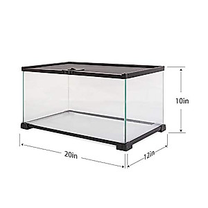 REPTI ZOO 10 Gallon Reptile Tank Glass Natural Cages Terrarium 20" x 12" x 10" Sliding Screen Top for Reptile Hamster Hedgehog Small Animals