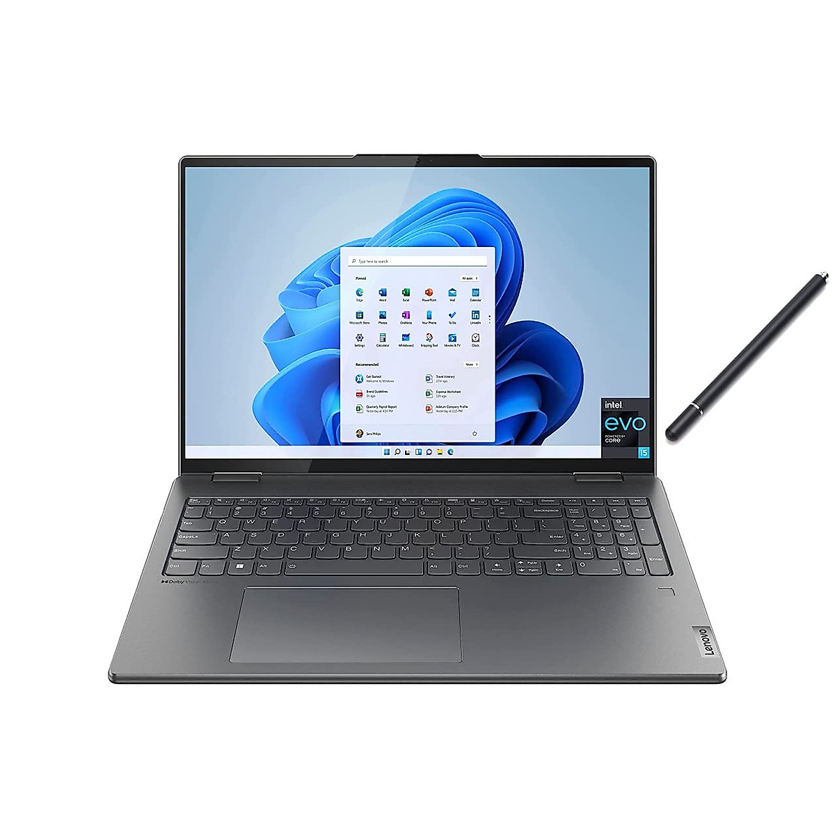 Lenovo 2022 Newest Yoga 7i 2-in-1 16" 2.5K Touch Premium Laptop | Intel Core i5-1240P （Beat i7-1195G7 ） | 8GB RAM | 512GB SSD | Backlit Keyboard | Fingerprint | Windows 11 | with Stylus Pen Bundle