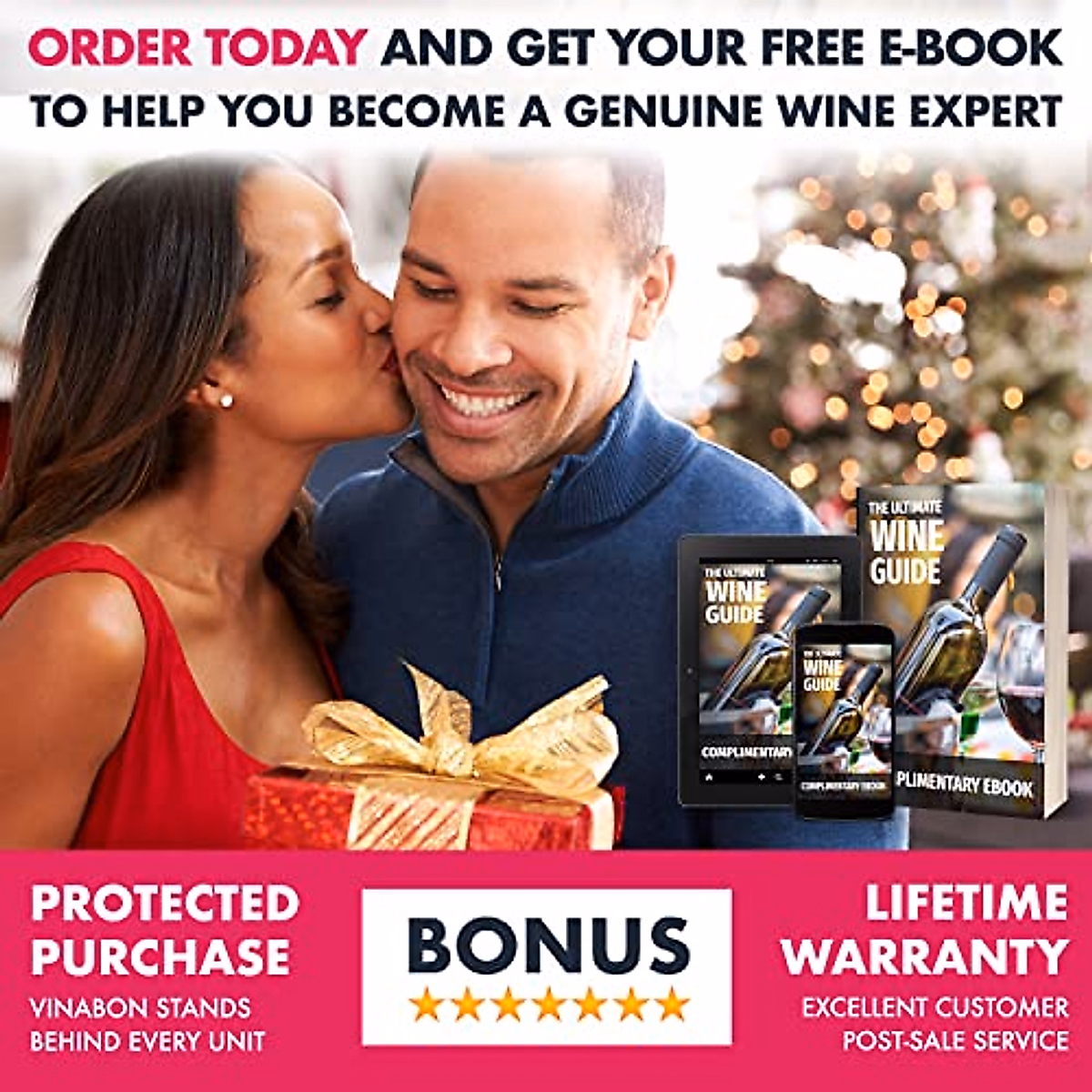 VINABON Wine Aerator Pourer Spout - Professional Quality 2-in-1 Attaches to Any Wine Bottle for Improved Flavor, Enhanced Bouquet, Rich Finish and Bubbles, No-Drip or Spill. Includes WineGuide Ebook