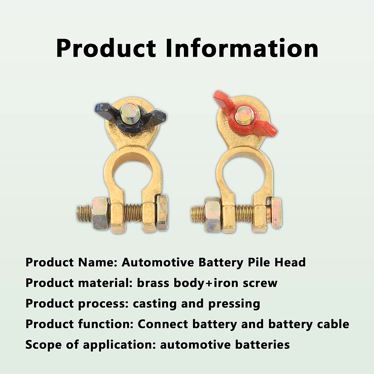 neynavy 1 Pair Brass Battery Terminal Top Post, Battery Terminal Connectors, Top Post Battery Terminals Clamp Set for Boat Car RV Marine Use Trucks Vans (Gold)