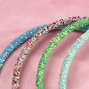 XIMA 14pcs Glitter Headbands for Girls Skinny Sparkle Hairbands Women Hair Loop Hair Accessories
