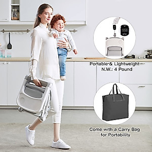 Toddler Booster Seat for Dining Table, Portable High Chair Travel Booster Seat with Aluminum Frame, Soft PU Cushion and Adjustable Height&Tray, Easy to Clean(Grey)