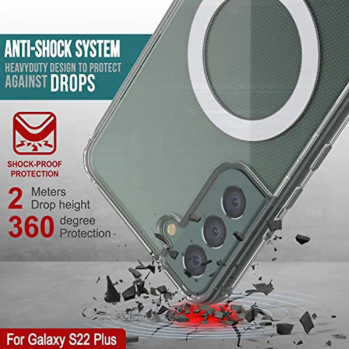 PunkCase Galaxy S22 Plus Magnetic Wireless Charging Case [ClearMag Series] Thin, Protective & Scratch Resistant Acrylic Case W/TPU Bumpers & Built-in Charge Circle for Galaxy S22 Plus 5G (6.6")