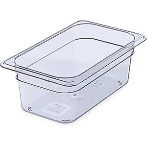 Carlisle FoodService Products Plastic Food Pan 1/4 Size 4 Inches Deep Clear
