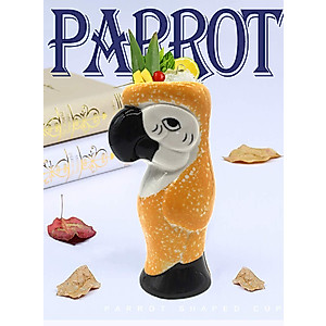 KIURENGT Tiki Mugs - Parrot Tiki Mug, 20oz / 600ml, Cocktail Mug for Mai Tai, Punch, Pina Colada, and Tropical bar Drinks