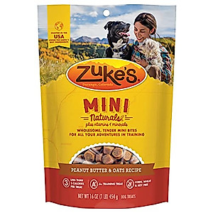 Zuke's Zuke’s Mini Naturals Training Dog Treats, Peanut Butter & Oats Recipe, Tender Mini Bites with Vitamins & Minerals, Adult Dog Treats, 16 OZ (Pack of 2), 16 Ounce (Pack of 2)