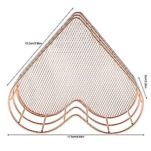 Heart Shape Storage Basket, Multifunctional Anti-Rust Iron Heart Shape Storage Basket Household Office Small Storage Box Anti-Rust Storage Basket(玫瑰金)