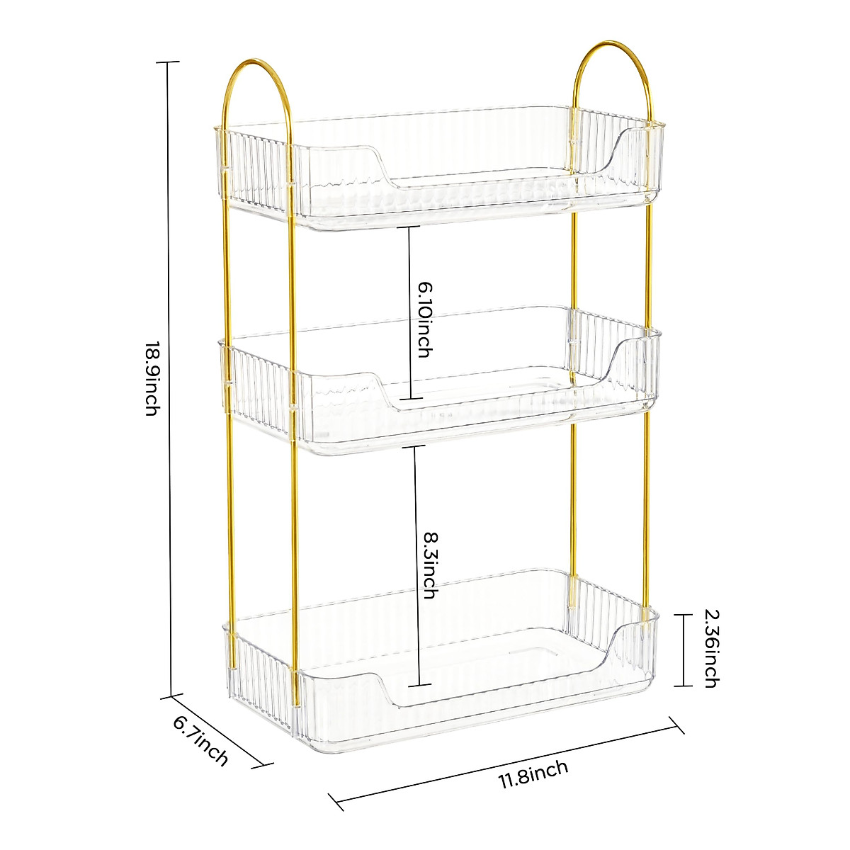 HBlife 3 Tier Bathroom Organizer Countertop, Makeup Organizer Perfume Tray Skincare Organizer for Bathroom, Dresser, Vanity, Clear