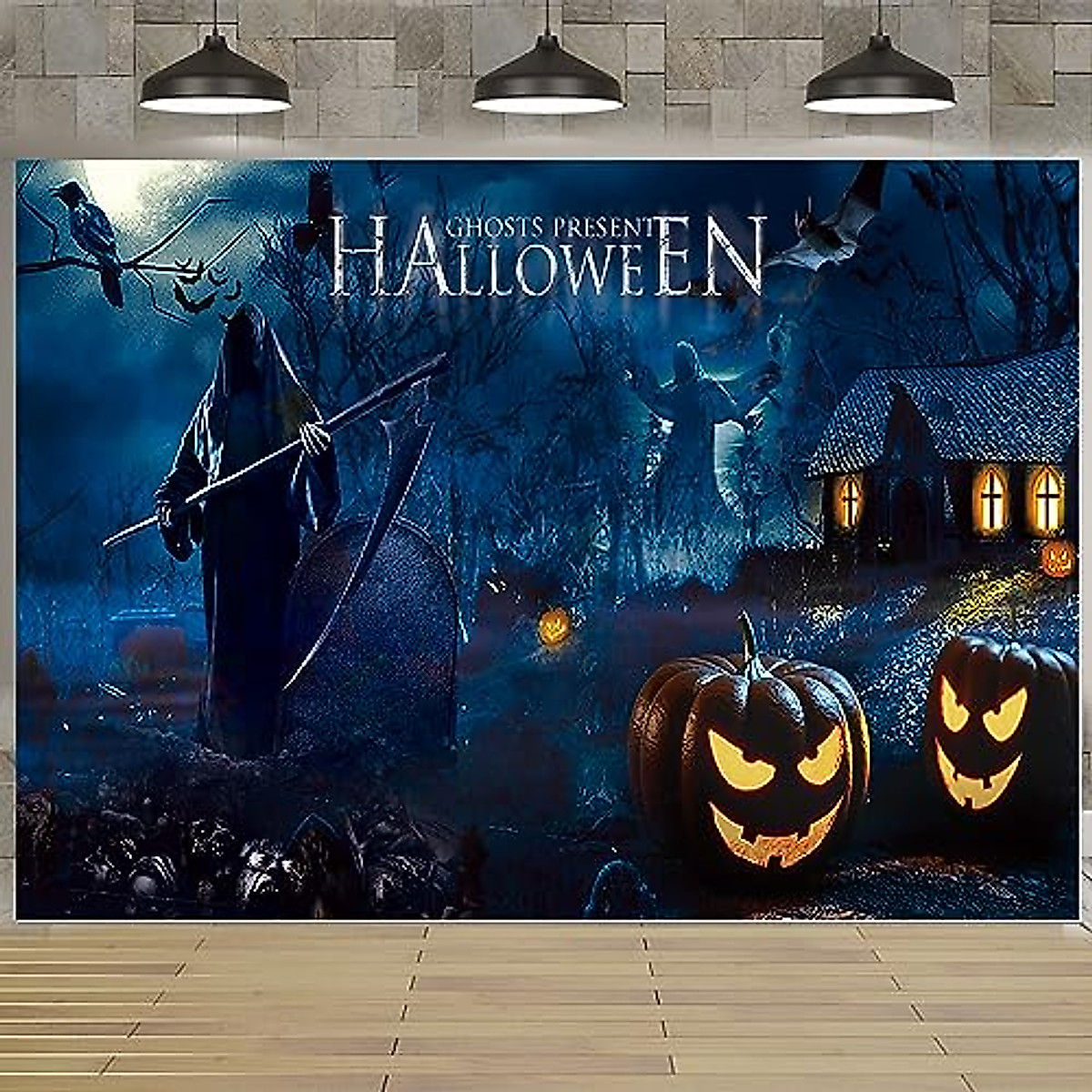 AEAHALY 7x5ft Halloween Ghost Theme Party Decoration Backdrop