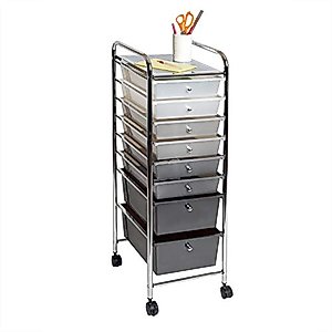 Seville Classics 8-Drawer Multipurpose Mobile Rolling Utility Storage Bin Organizer Cart, Gradient Gray