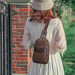 Anfei Sling Bag for Women Men PU Leather Sling Bag Small Sling Backpack Multipurpose Chest Bag Casual Daypack for Women Cycling Party Gift