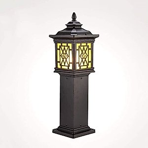 MODEBHD Chinese Retro Garden Column Head Lamp E27 Outdoor IP65 Waterproof Landscape Lighting Column Head Lamps Modern Minimalist Lawn Lamp Fence Lamp Post Lamp High Pole Lamp (Height: 60 Cm)