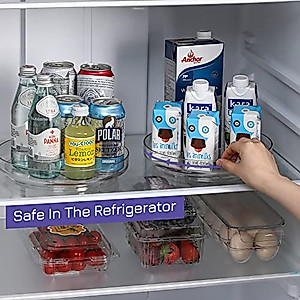 2 Pack, 9 Inch Clear Non-Skid Lazy Susan Organizers - Turntable Rack for Kitchen Cabinet, Pantry Organization and Storage, Fridge, Bathroom Closet, Vanity Countertop Makeup Organizing, Spice Rack