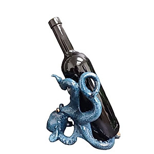 ICE ARMOR Octopus Decorative Wine Bottle Holder, Wine Rest Statue, Home Decor Wine Rack Display Centerpiece for Tabletops and Counters, Wine Lovers Gift
