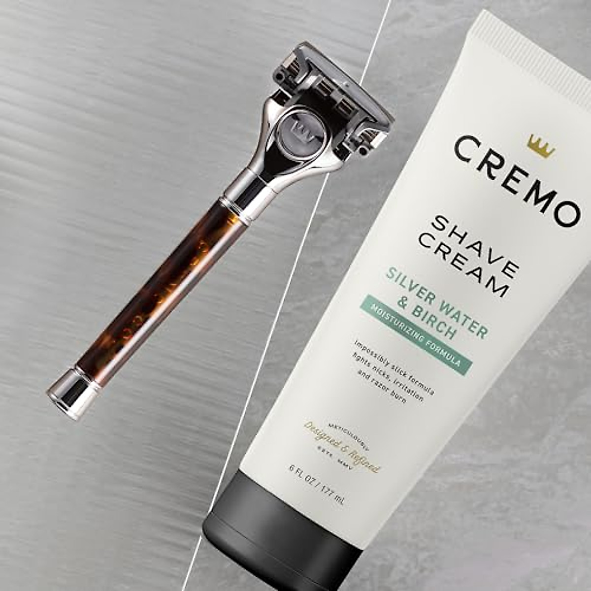 Cremo Silver Water & Birch Shave Cream, Astonishingly Superior Ultra-Slick Shaving Cream for Men, Fights Nicks, Cuts and Razor Burn, 6 Fl Oz