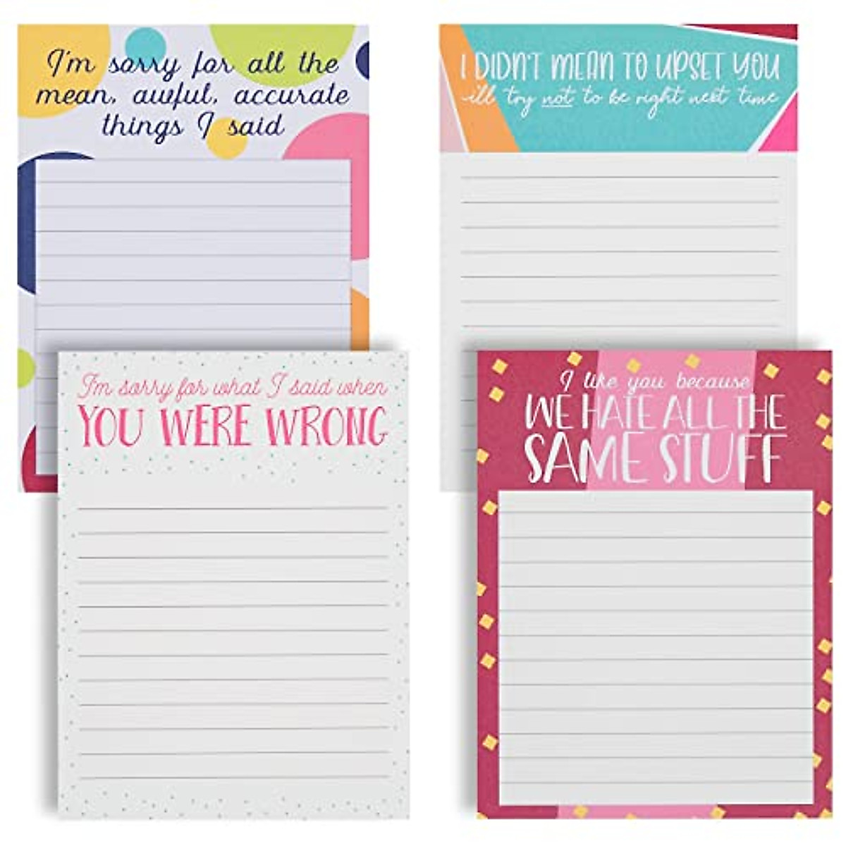 4 Pack Funny Notepads for Coworkers Gifts, To Do Task Lists for Sarcastic Humor Office Supplies, 50 Lined Sheets per Snarky Pad (4 x 5 In)