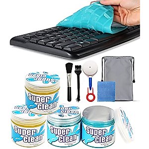 Adhjito Cleaning Gels with 6 Cleaning Kit, Car Interior Cleaner Putty for Keyboard Cleaner, PC Tablet Laptop Keyboard, Car Vents, Printers, Calculator（4 Pack）