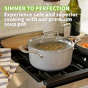 TECHEF - CeraTerra Collection, 2.8-quart Ceramic Nonstick Soup Pot with Glass Lid (PFAS, PTFE, and PFOA Free), Made in Korea (2.8-quart)