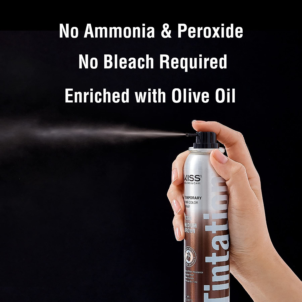 RED by Kiss Tintation Temporary Hair Color Spray, Instant Gray Root Cover Up, Water-Resistant, Smudge-Proof, Easy Wash Out, Hairline & Barber Touch-Up, Quick Dry (Medium Brown)