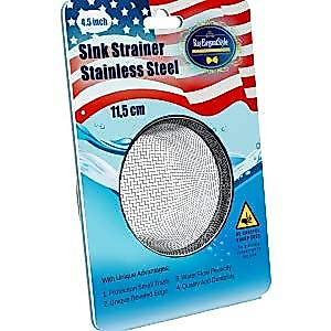 Kitchen Sink Strainer - Stainless Steel, Large Wide Rim 4.5", Anti Clogging, Wire Mesh Sink Strainers - Deep Basket, Quick Outflow, Effective Catching Debris (2-Pack)