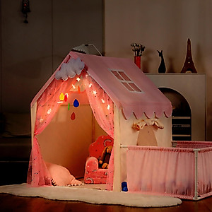 Large Indoor Play Tent for Kids Room - Playhouse with Windows for Boys & Girls, Imaginative Toddler Fort for Ages 2-6, Children's Decorative Hideaway (Pink)