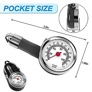 Tire Pressure Gauge for Cars (0-100 Psi), Mechanical Tire Gauges for Tire Pressure, Tire Pressure Gauge Heavy Duty, Tire Air Gauge for Motorcycles, Trucks, Bicycles