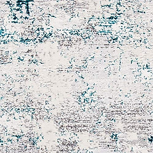 SAFAVIEH Amalfi Collection 8' x 10' Cream / Turquoise AMF572B Modern Abstract Distressed Area Rug