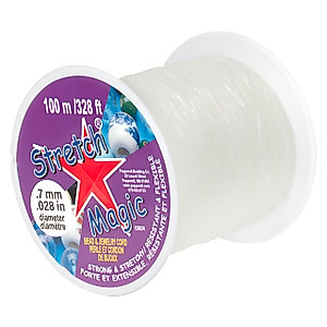 Stretch Magic Bead & Jewelry Cord - Strong & Stretchy, Easy to Knot - Clear Color - 0.7mm diameter - 100-meter (328 ft) spool - Elastic String for making beaded jewelry