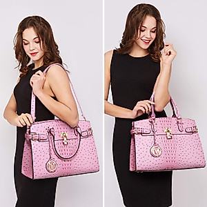 MKP Women Fashion Satchel Handbag Purse with Matching Wristlet Wallet Set 2pcs (Pink)