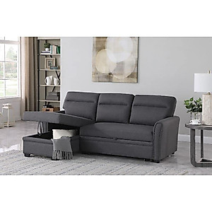 Devion Furniture Fabric Sectional Sofa Easy Assembly Pull Out Sleeper Bed in Gray