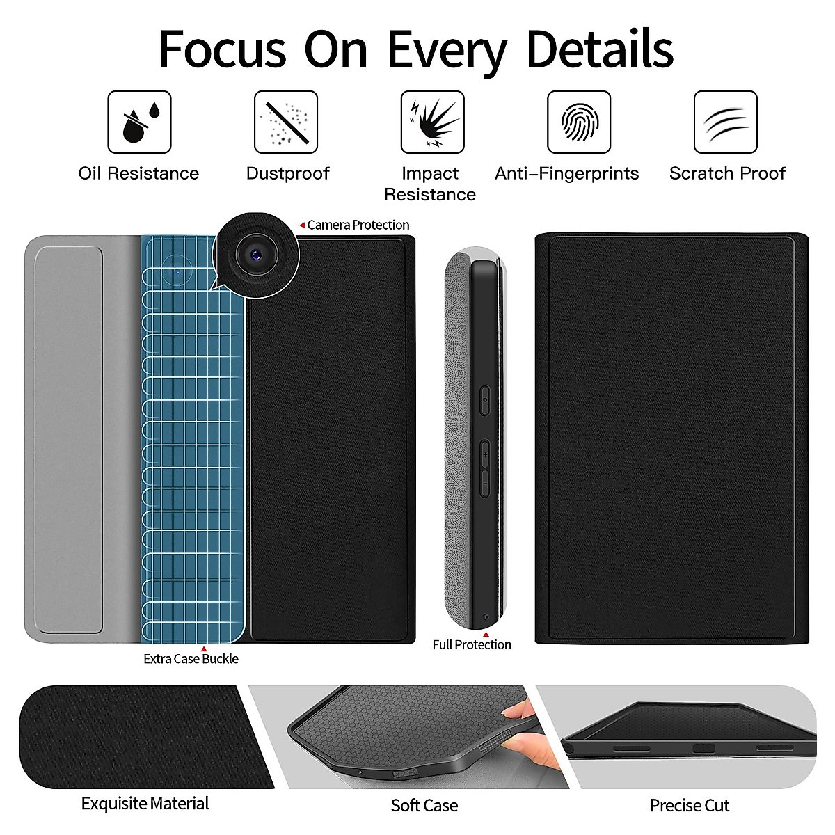 JUQITECH Backlit Keyboard Case for Samsung-Galaxy-Tab A8 10.5 2022 Smart Soft Case with Bluetooth Keyboard for Galaxy Tab A8 10.5" SM-X200/X205/X207 Detachable Wireless Keyboard Tablet Cover, Black