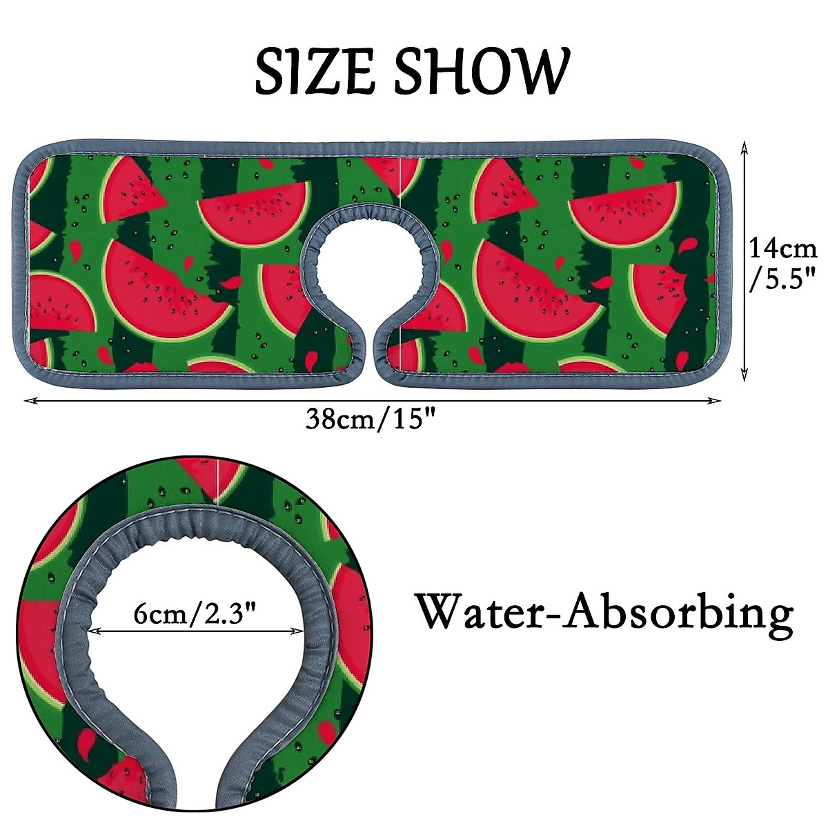 Kitchen Faucet Absorbent Mat 3 Pieces Watermelon Slices Stripes Faucet Sink Splash Guard Bathroom Counter and RV,Faucet Counter Sink Water Stains Preventer