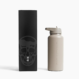 Gymreapers Insulated Water Bottle - Stainless Steel 32 Oz, 3 lids (Straw, Chug, Canteen), Double Walled Vacuum Insulation, Thermo Mug Cold Hot - Durable Powder Coated Finish